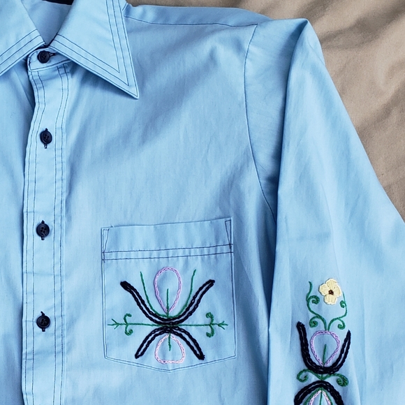 Shirts | Vintage 7s Embroidery Button Up | Poshmark